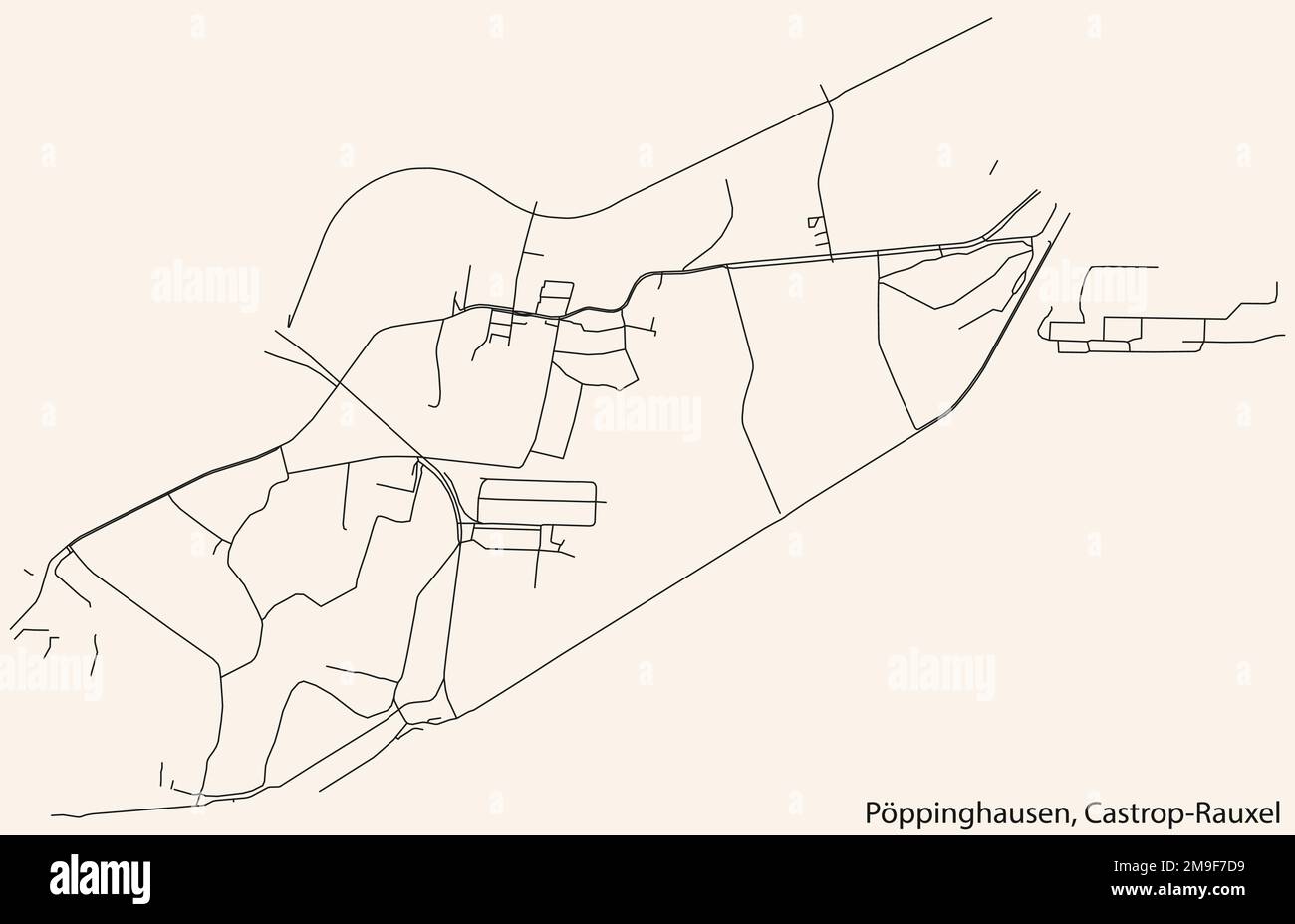 Street roads map of the PÖPPINGHAUSEN DISTRICT, CASTROP-RAUXEL Stock ...