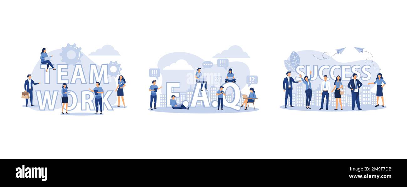 businessmen together build word teamwork, concept illustration of ...