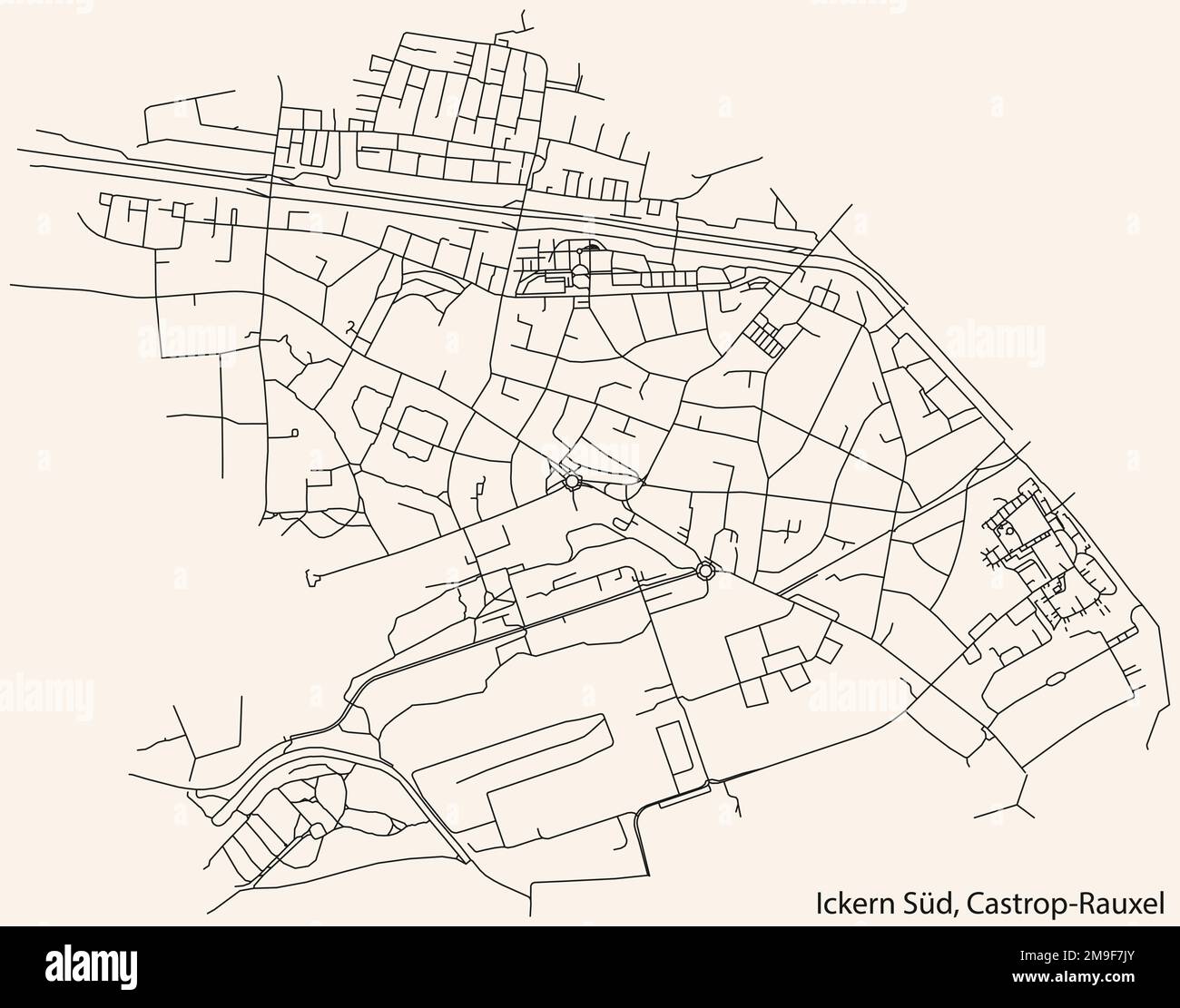 Street roads map of the ICKERN SÜD DISTRICT, CASTROP-RAUXEL Stock ...