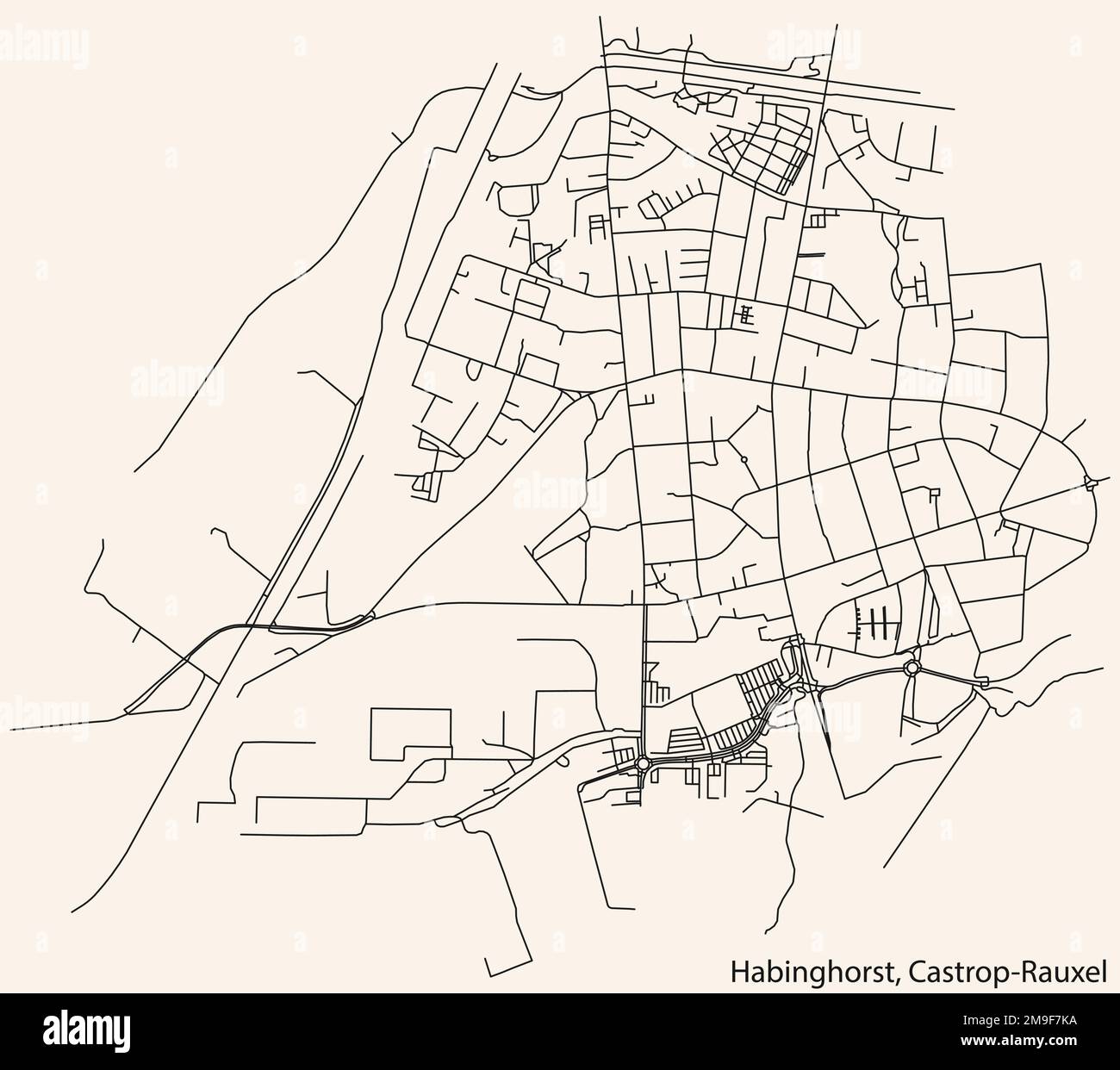 Street roads map of the HABINGHORST DISTRICT, CASTROP-RAUXEL Stock ...