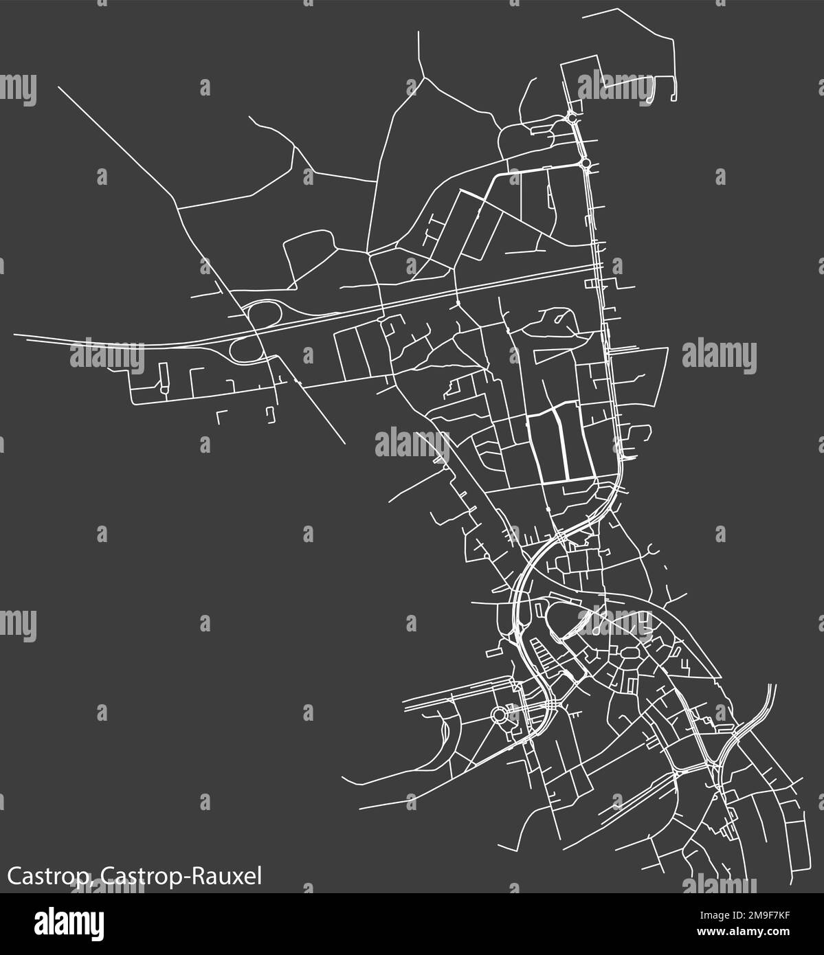 Street roads map of the CASTROP DISTRICT, CASTROP-RAUXEL Stock Vector ...