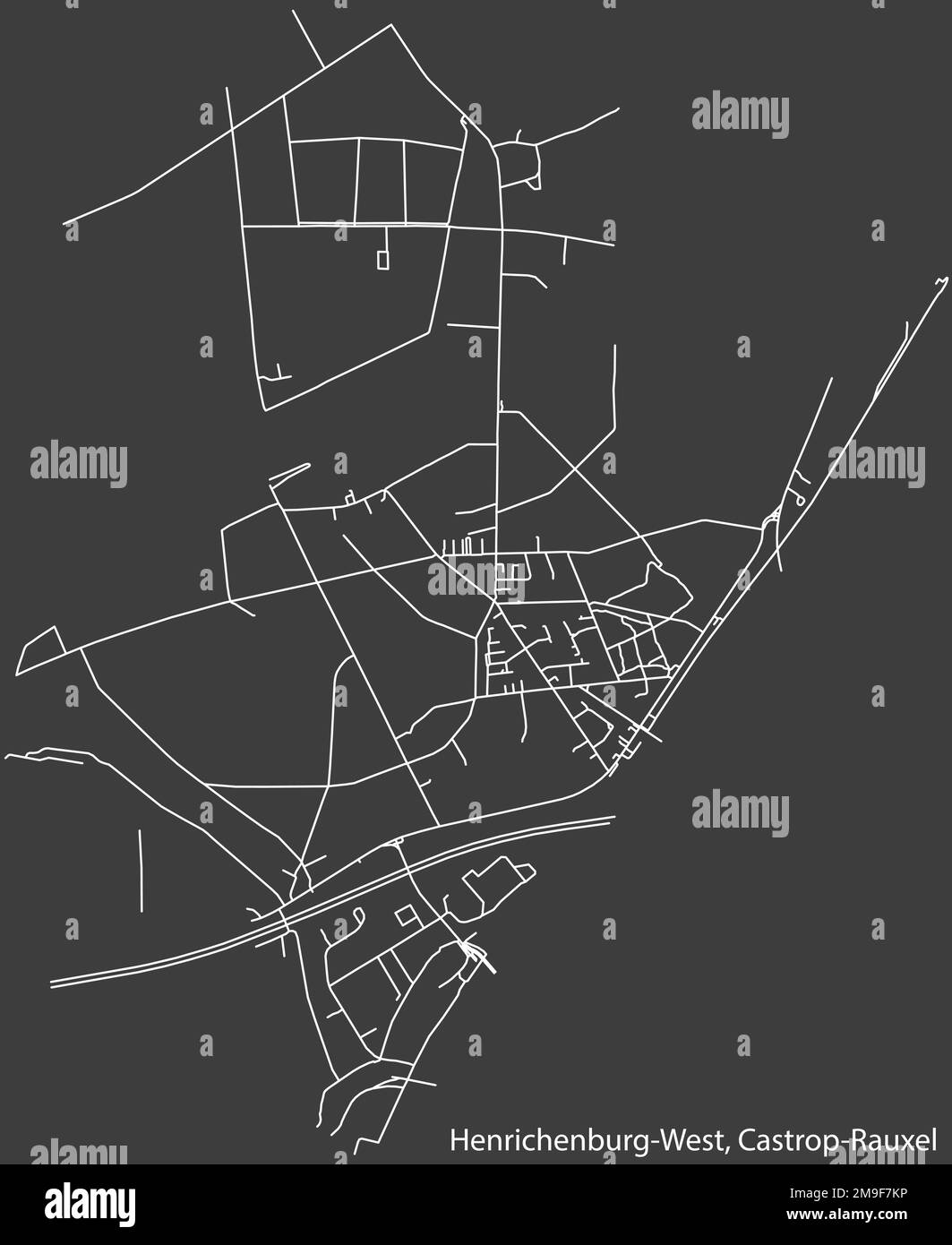 Street roads map of the HENRICHENBURG WEST DISTRICT, CASTROP-RAUXEL ...