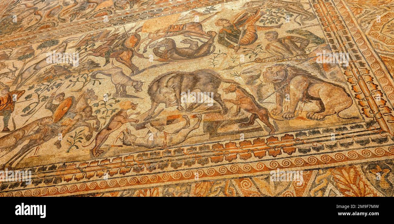 Roman Mosaic, La Olmeda Roman Village, Archaeological Site, Spanish ...