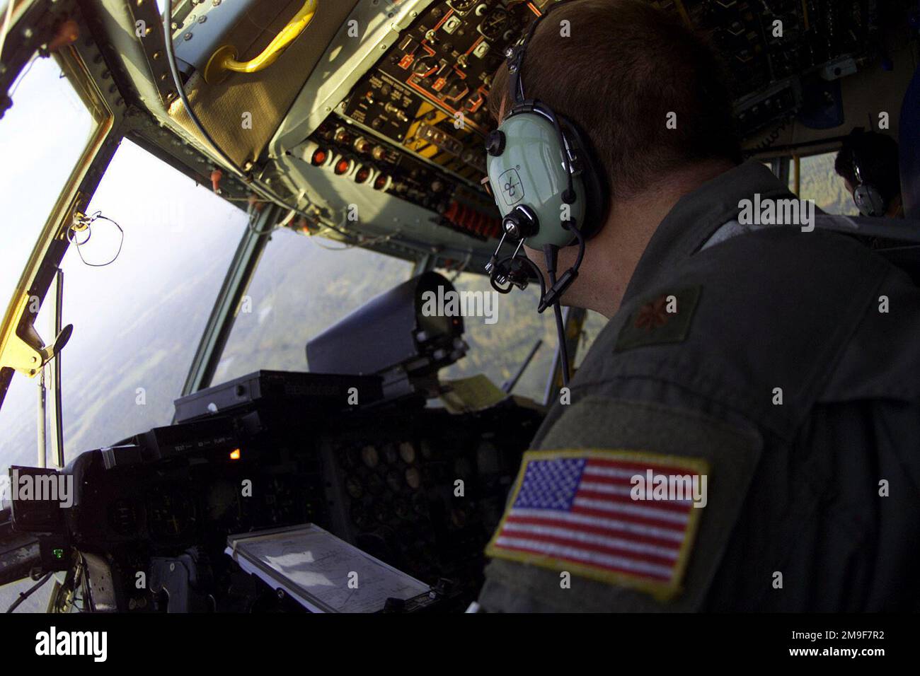 Left side rear view medium close-up shot over the left shoulder of US ...