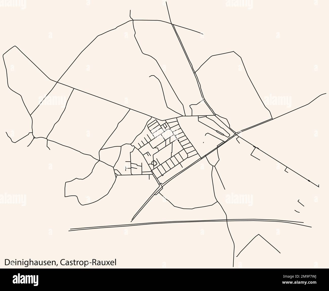 Street roads map of the DEININGHAUSEN DISTRICT, CASTROP-RAUXEL Stock ...