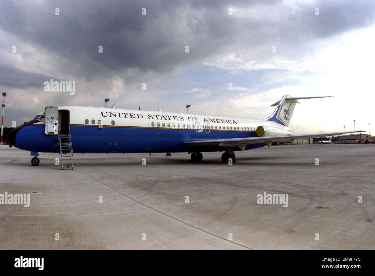Medium shot, left side view, C-9A Nightingale, passenger door open ...