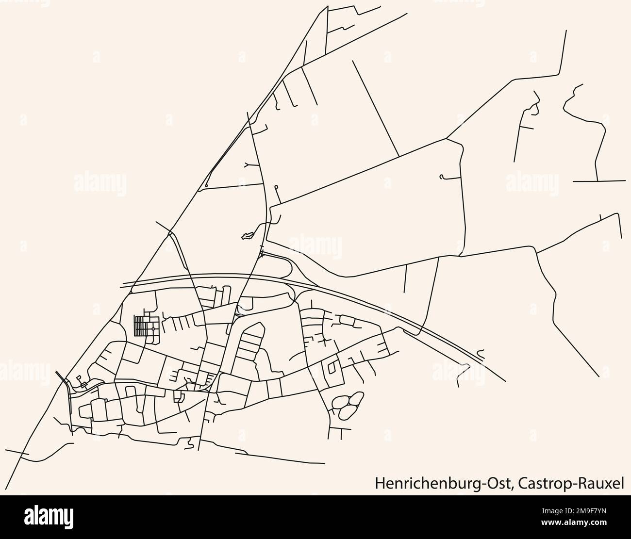 Street roads map of the HENRICHENBURG OST DISTRICT, CASTROP-RAUXEL ...