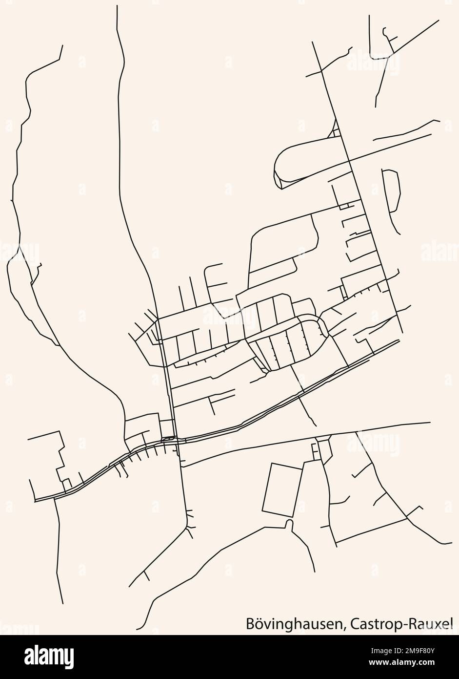 Street roads map of the BÖVINGHAUSEN DISTRICT, CASTROP-RAUXEL Stock ...