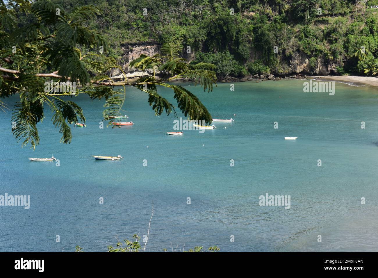 Coastline along the fishing village of Anse La Raye in St. Lucia Stock ...