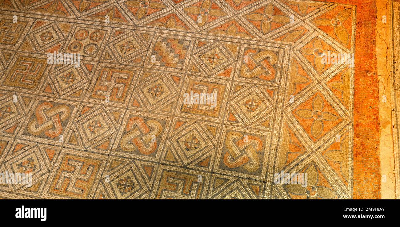 Roman Mosaic, La Olmeda Roman Village, Archaeological Site, Spanish ...