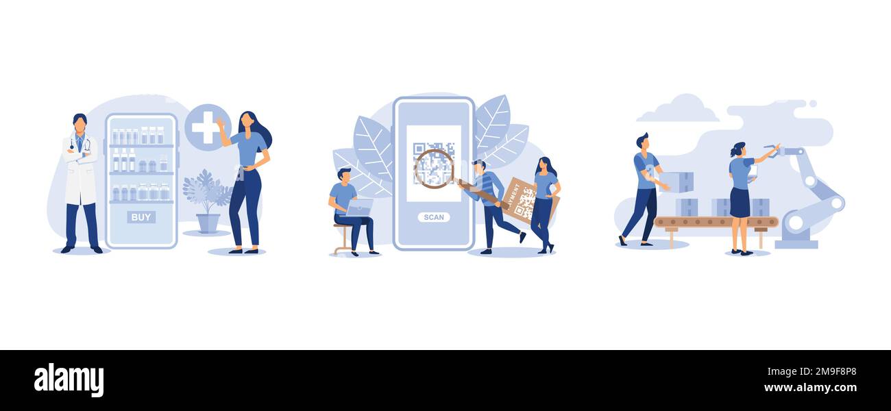 human life insurance, modern technology, a production line with workers ...