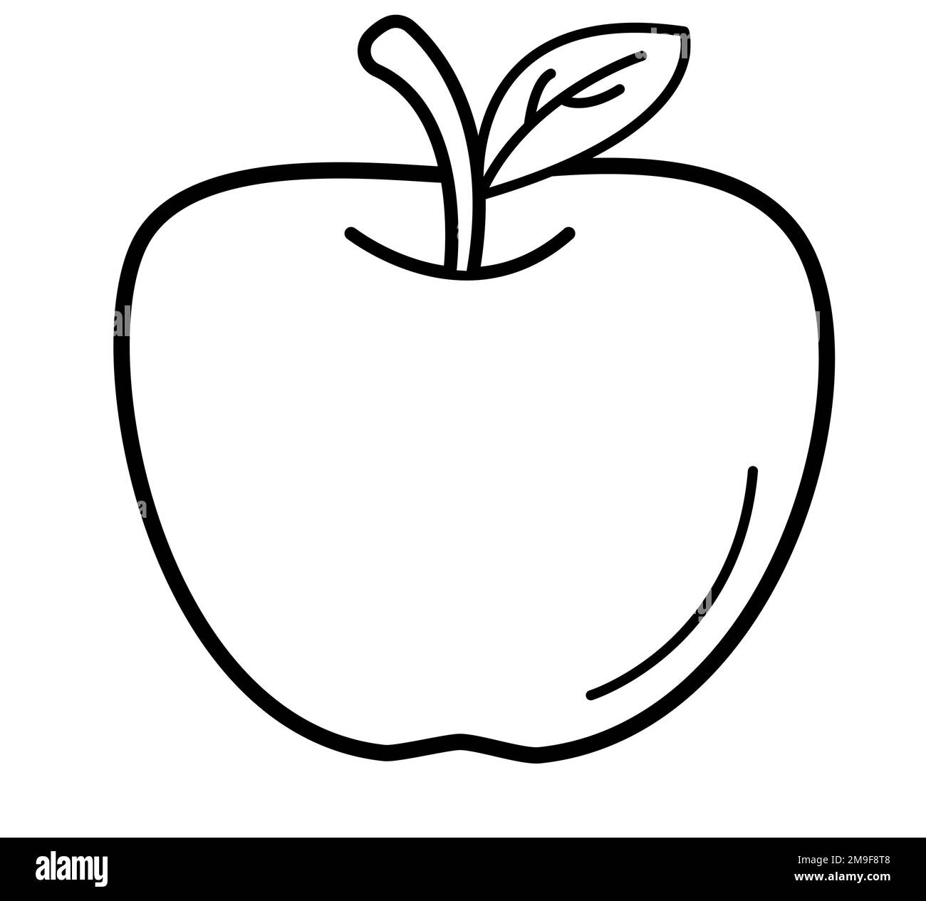 Illustration of a apple fruit without color. Cartoon draw, apple icon ...