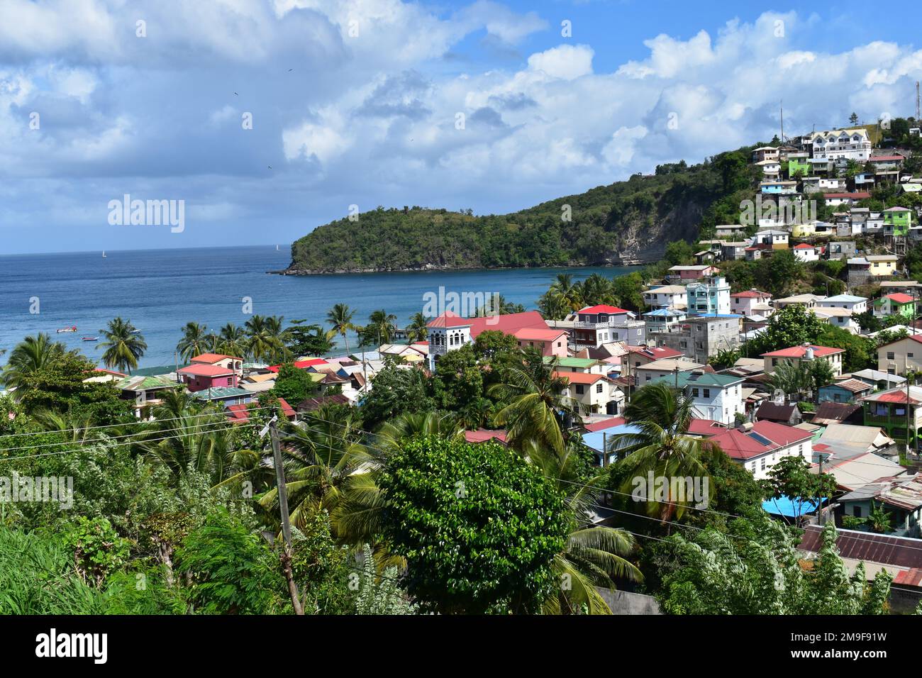 Canaries, St. Lucia- January 8, 2023- Buildings including houses ...