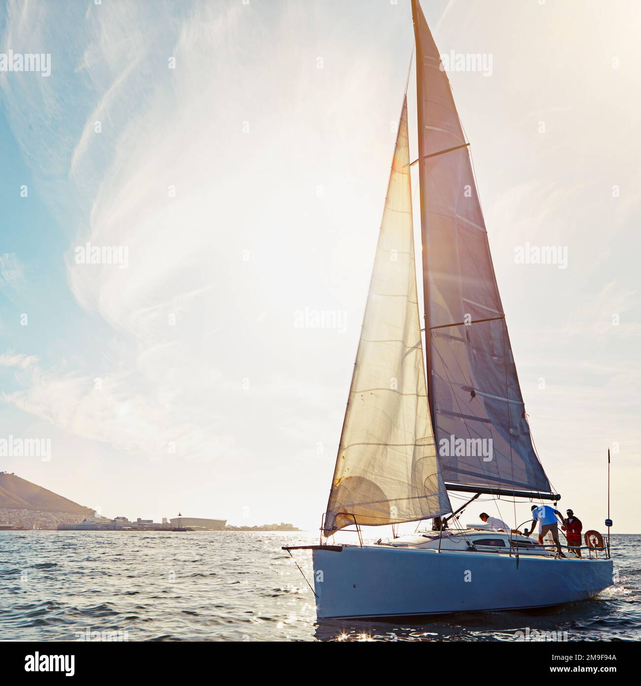 Ocean, yacht travel and sailing on the sea on vacation by summer ...