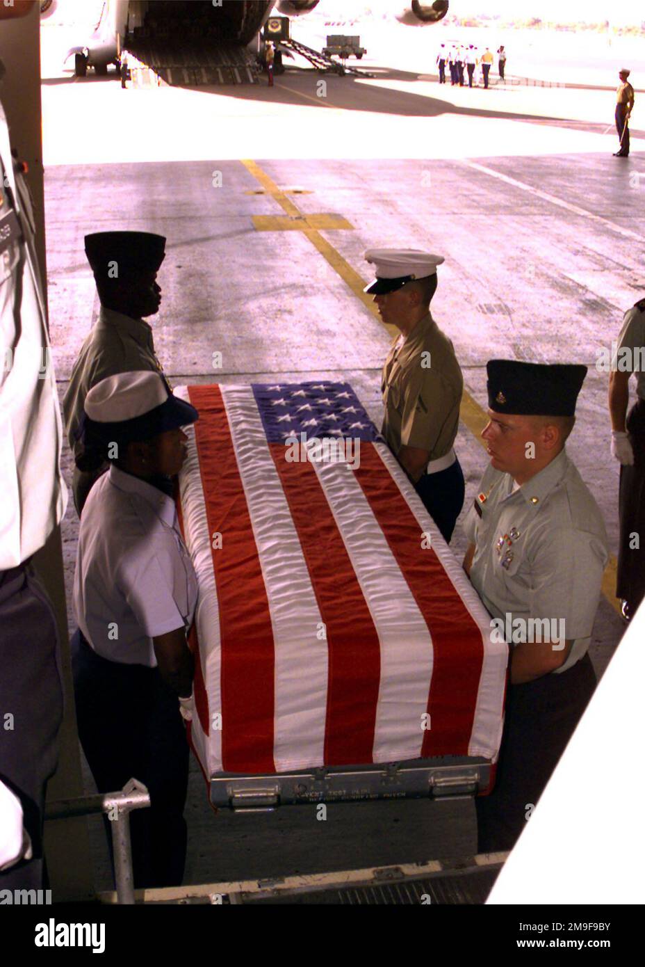 Members of a Joint Services Honor Guard carry remains to be identified ...