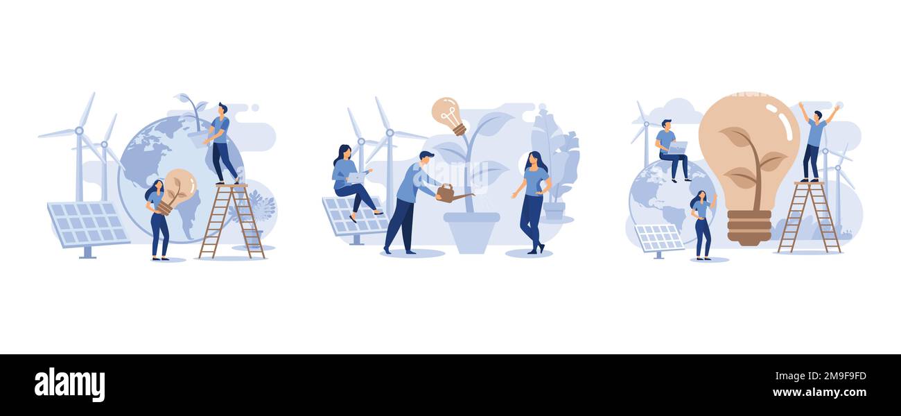 energy from solar panels and windmills, alternative renewable energy ...