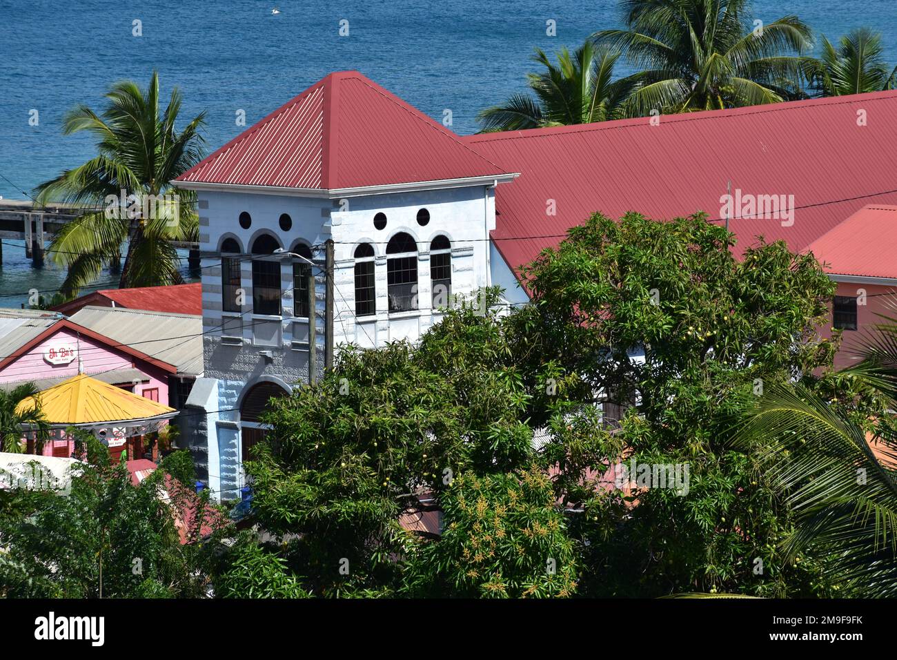 Canaries, St. Lucia - January 8, 2023 - A church the small town or ...