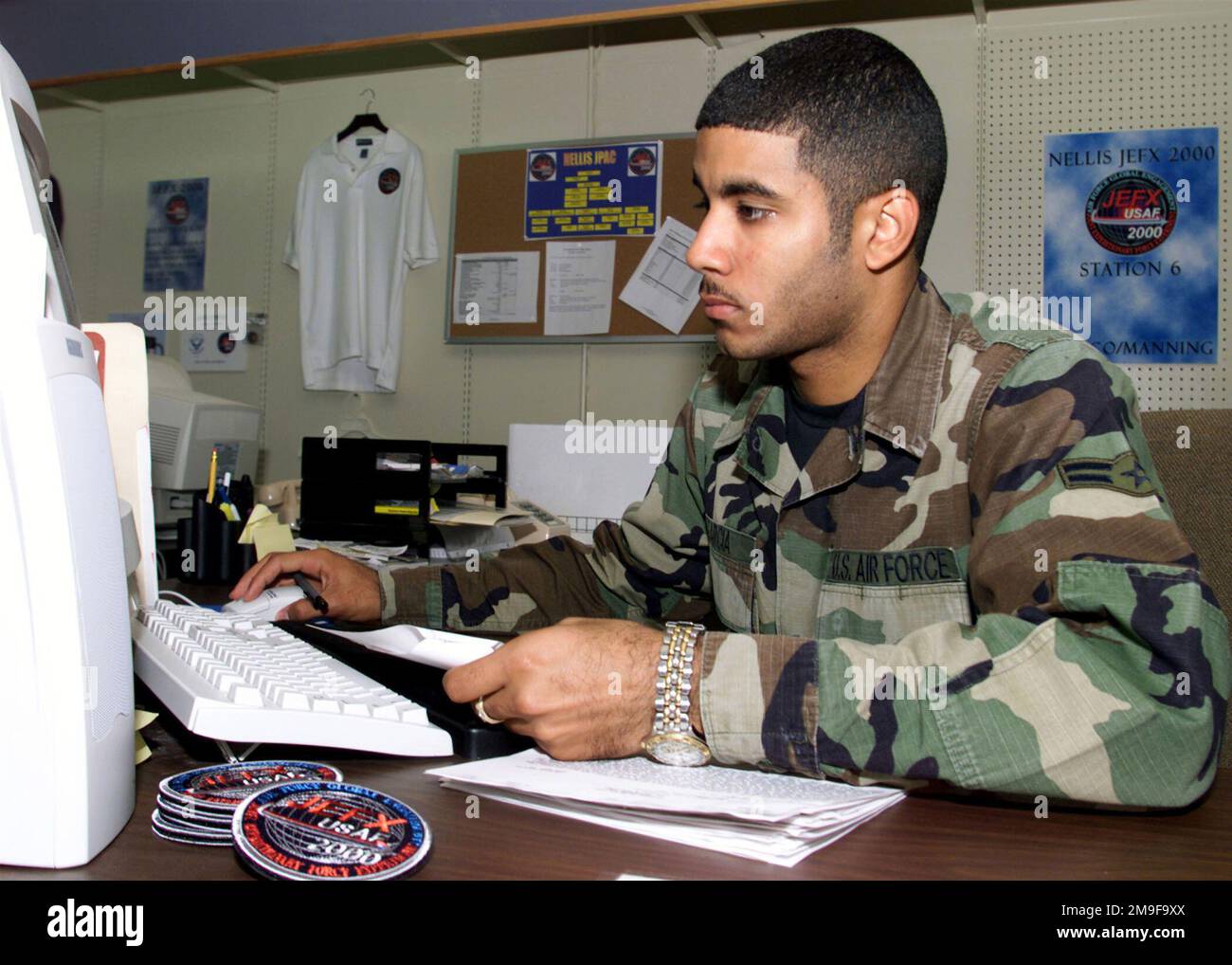 AIRMAN First Class Dave Garcia, Dyess Air Force Base, Texas, checks ...