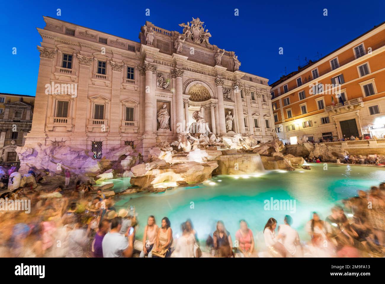Trevi Fountain (Fontana di Trevi) at night in Rome, Italy. The Trevi ...