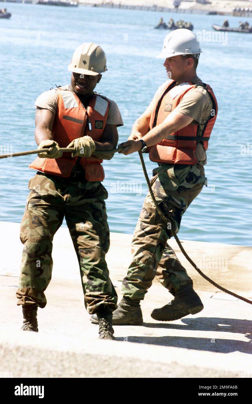 Two US Army (USA) Soldiers assigned to the 331st Transportation Company ...