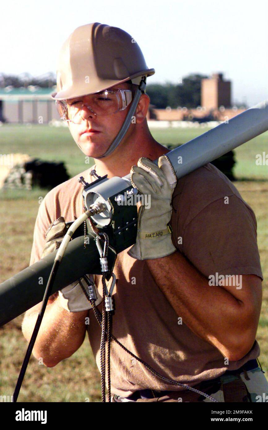 A US Air Force member of the 245th Air Traffic Control Squadron (ATCS ...