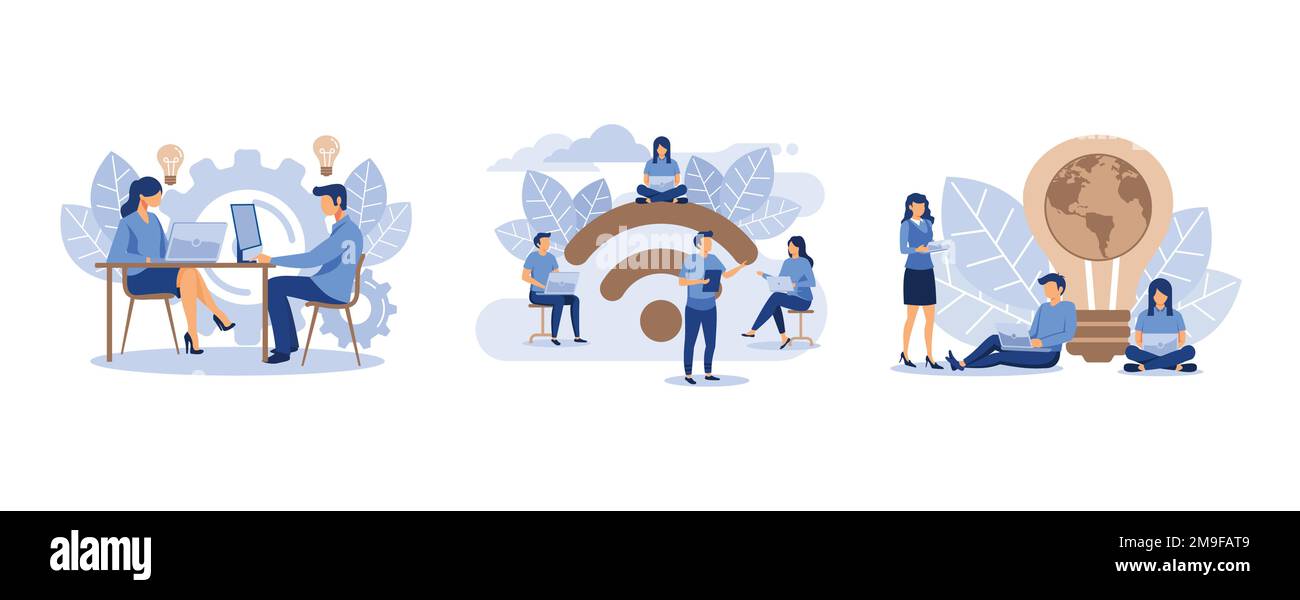 Internet assistant at work, public free wireless connection wireless ...