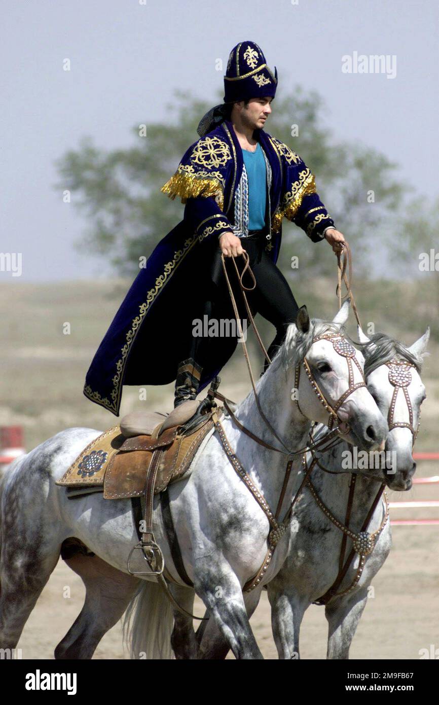 A Kazakhstan performer demonstrate the long equestrian heritage as part ...