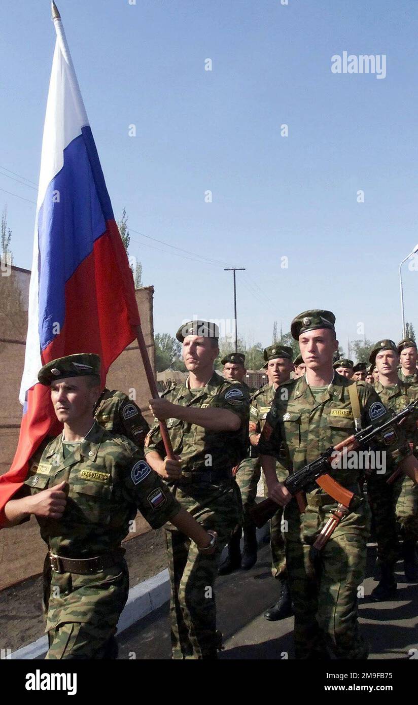 Members of the Russian Military pass in review during CENTRASBAT ...