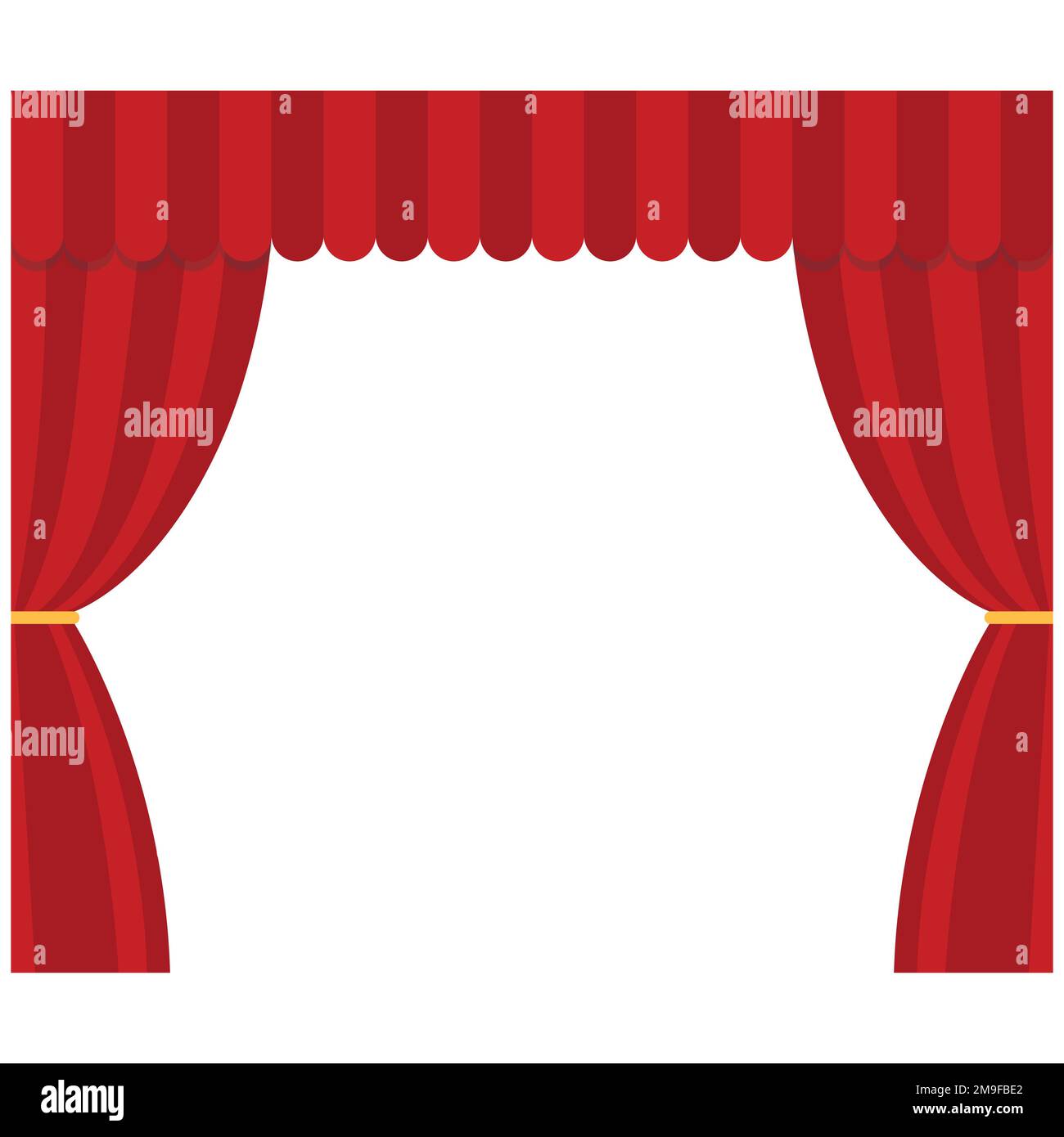 Stage curtains on white background. Theater symbol. Red stage curtains ...