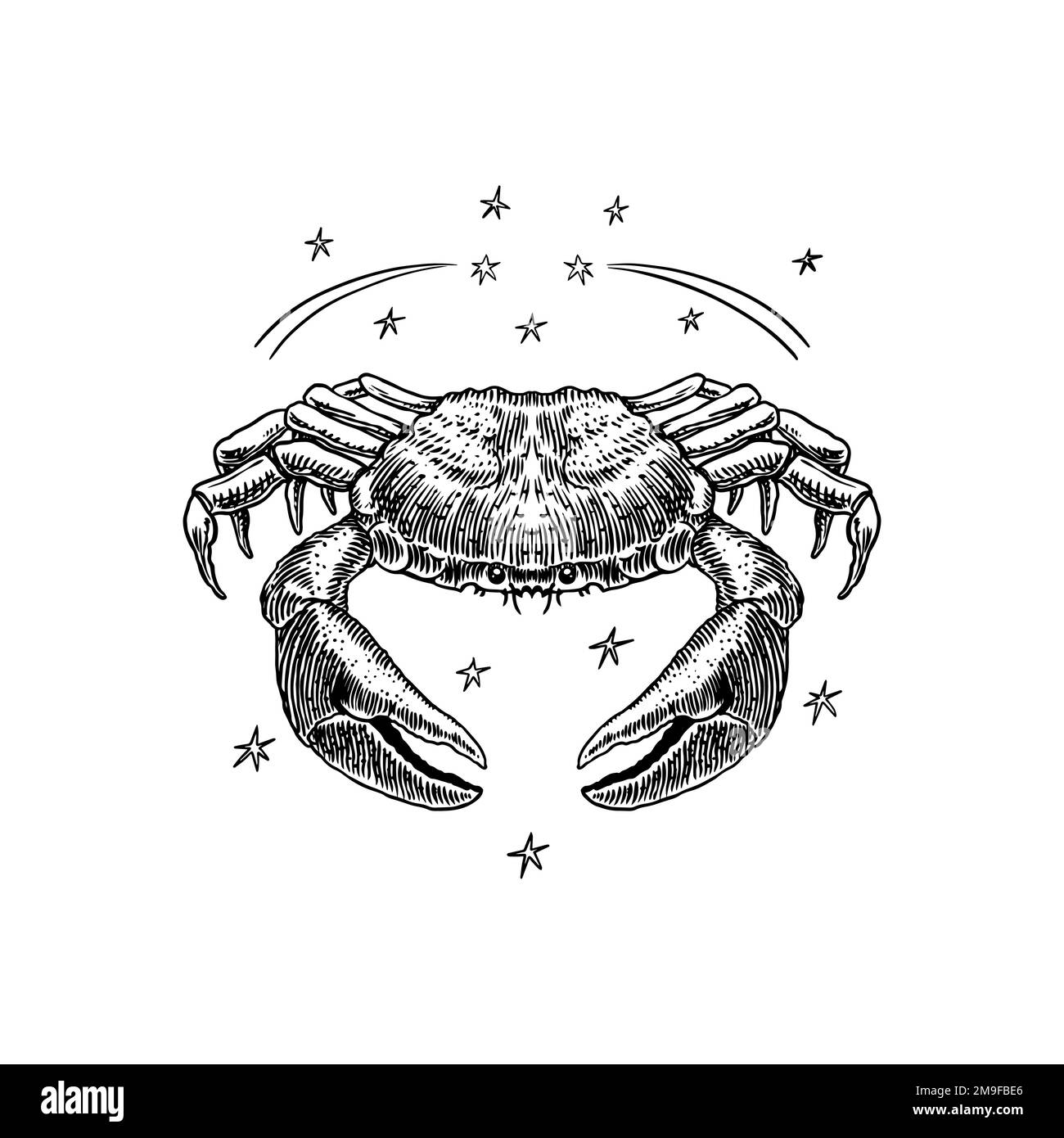 Cancer Zodiac sign. Modern magic Astrological symbol. Illustration of ...