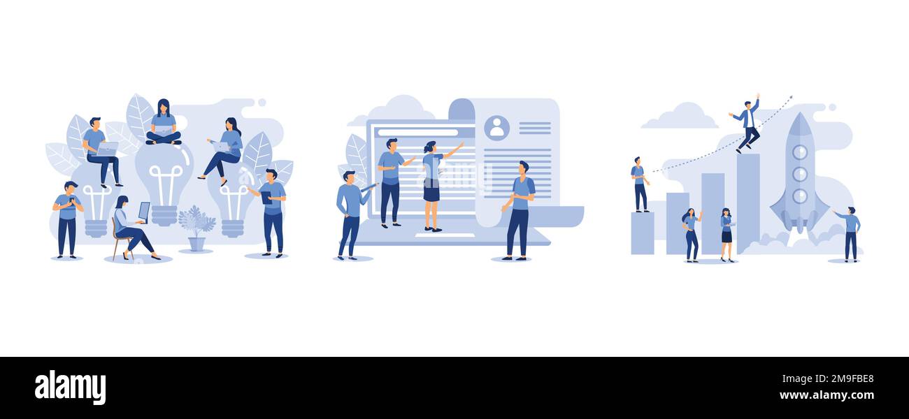 business meeting and brainstorming, little people fill out a form ...