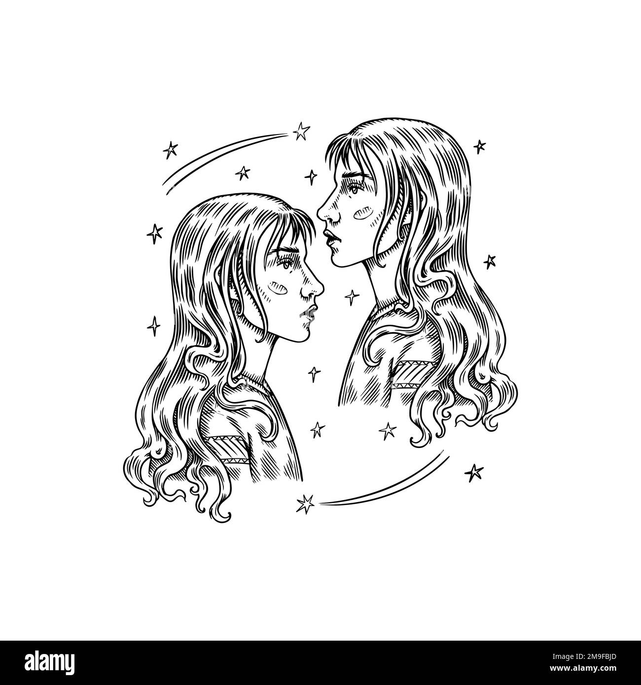 Gemini Zodiac Sign Modern Magic Astrological Symbol Illustration Of Horoscope Boho Design For
