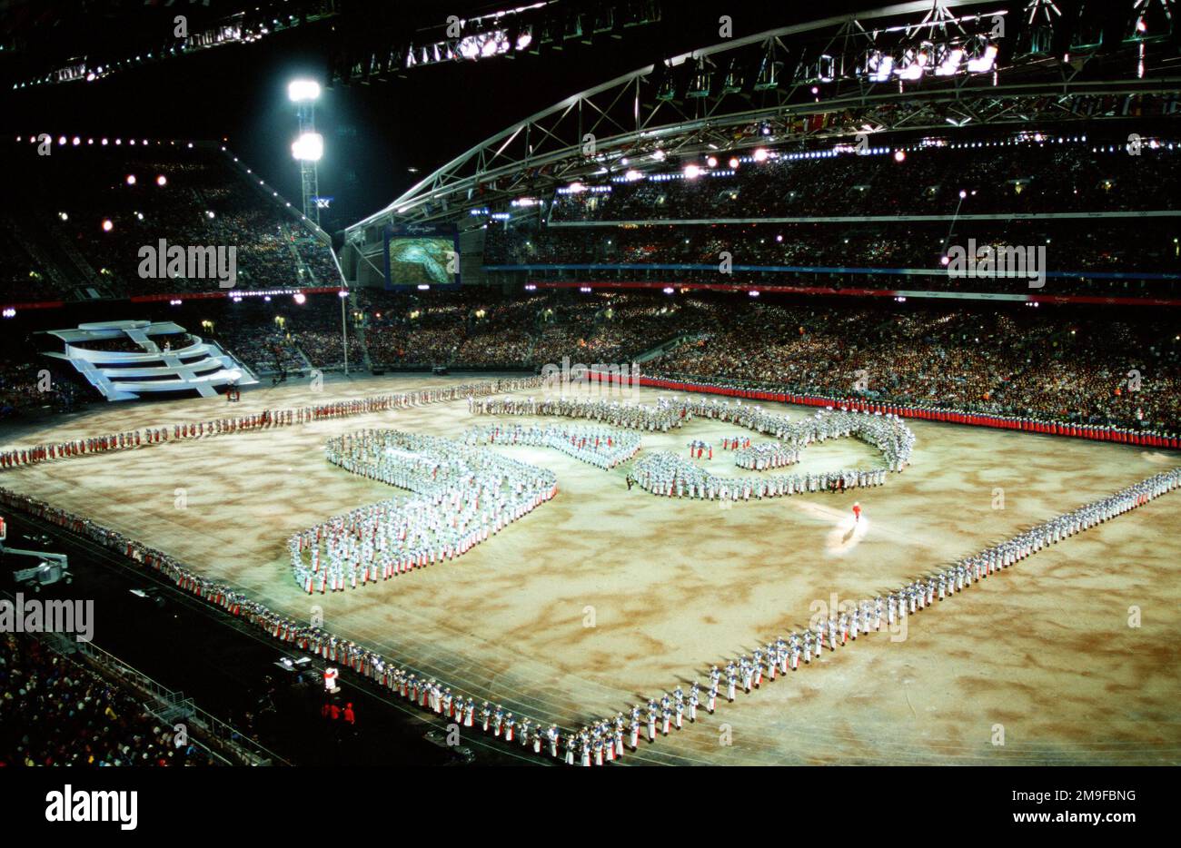 High angle view of the Olympic Band forming the official Olympic logo ...