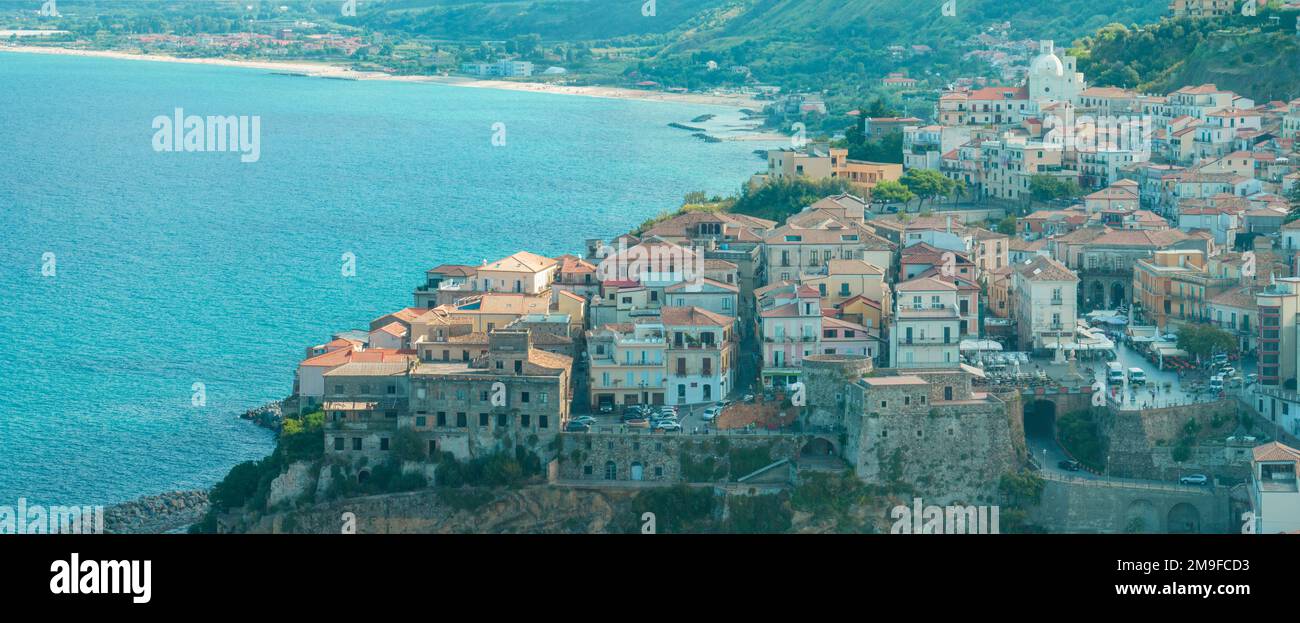 Aerial view of Pizzo Calabro, castle, Calabria, tourism Italy ...