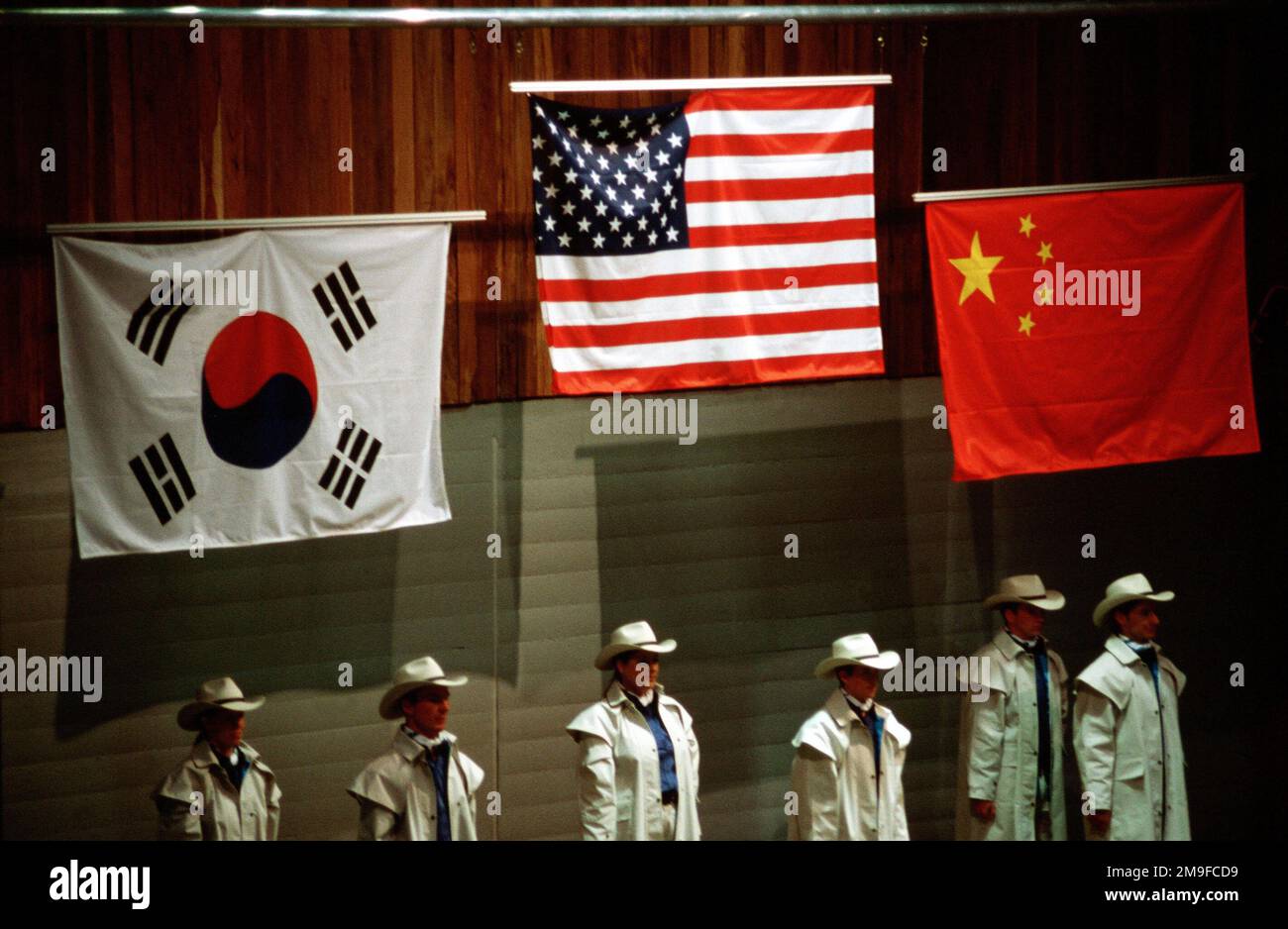 The American flag is raised during Nancy Johnson's (Nancy not shown ...