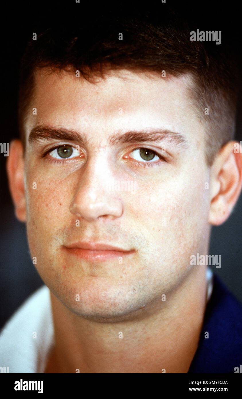 Straight on extreme close-up of US Army Sergeant Jason Parker in Sydney ...