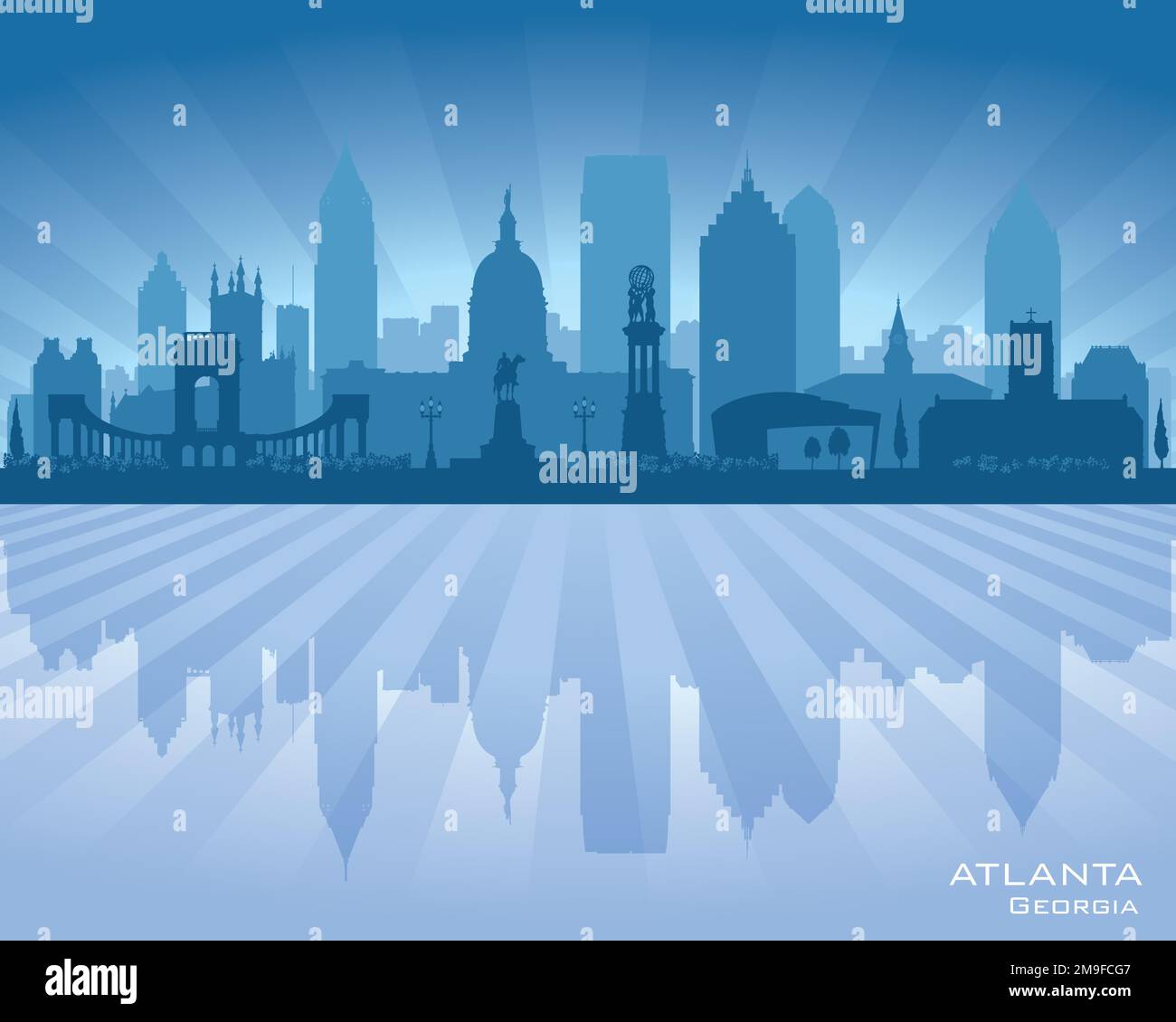Atlanta Georgia city skyline vector silhouette illustration Stock ...