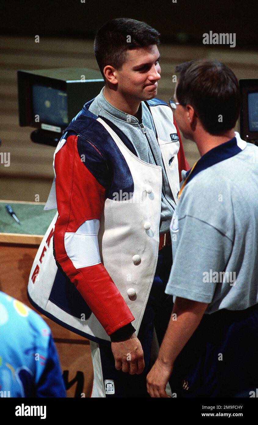 Right side front view, medium shot of US Army Sergeant Jason A. Parker ...