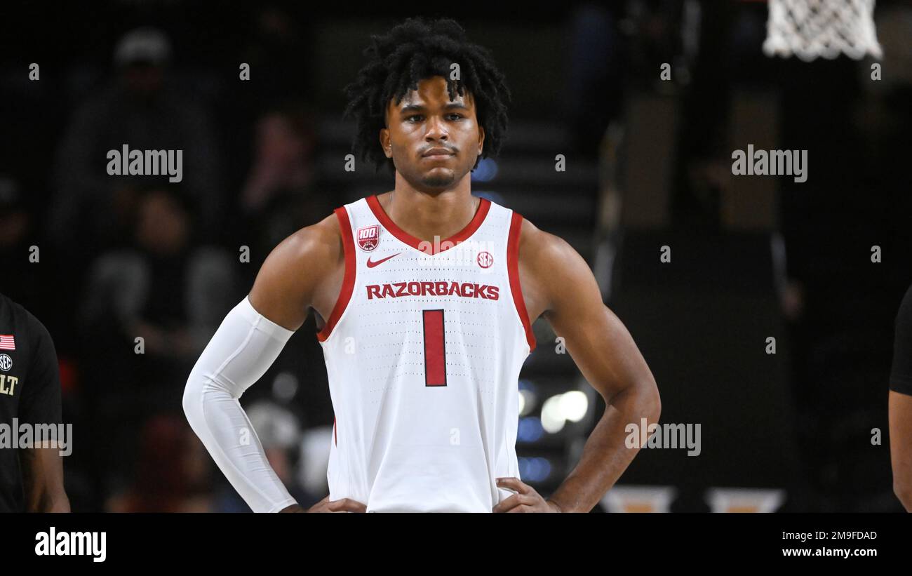 Arkansas guard Ricky Council IV (1) plays against Vanderbilt during an ...