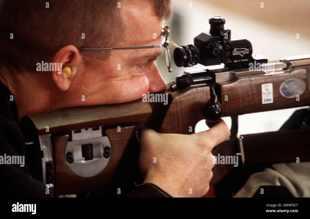 Right side profile, close-up as US Army Major Michael Anti holds his ...