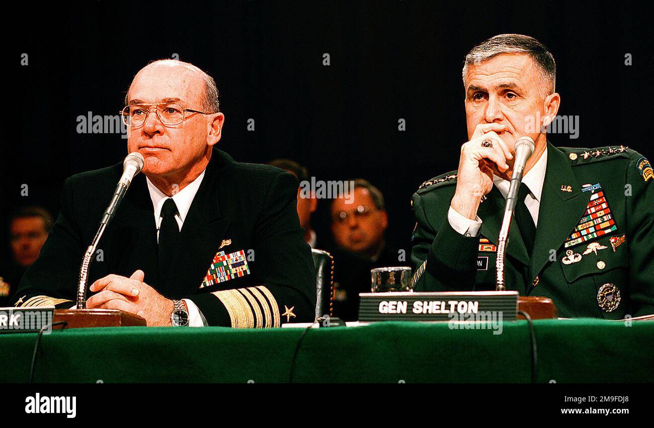 Admiral (ADM) Vernon Clark (left), CHIEF of Naval Operations (CNO) and ...
