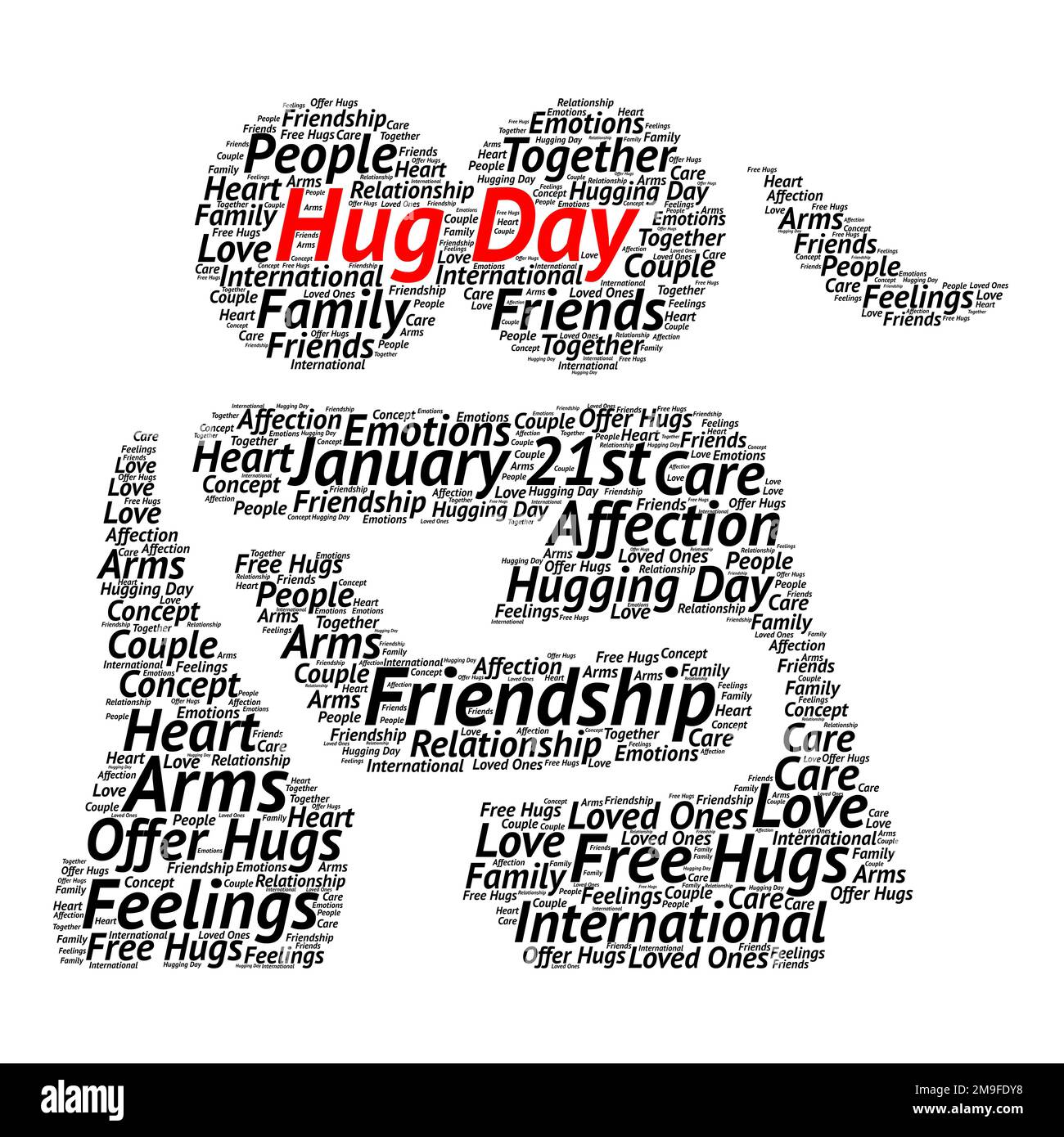Hug day january 21st word cloud illustration Stock Photo - Alamy