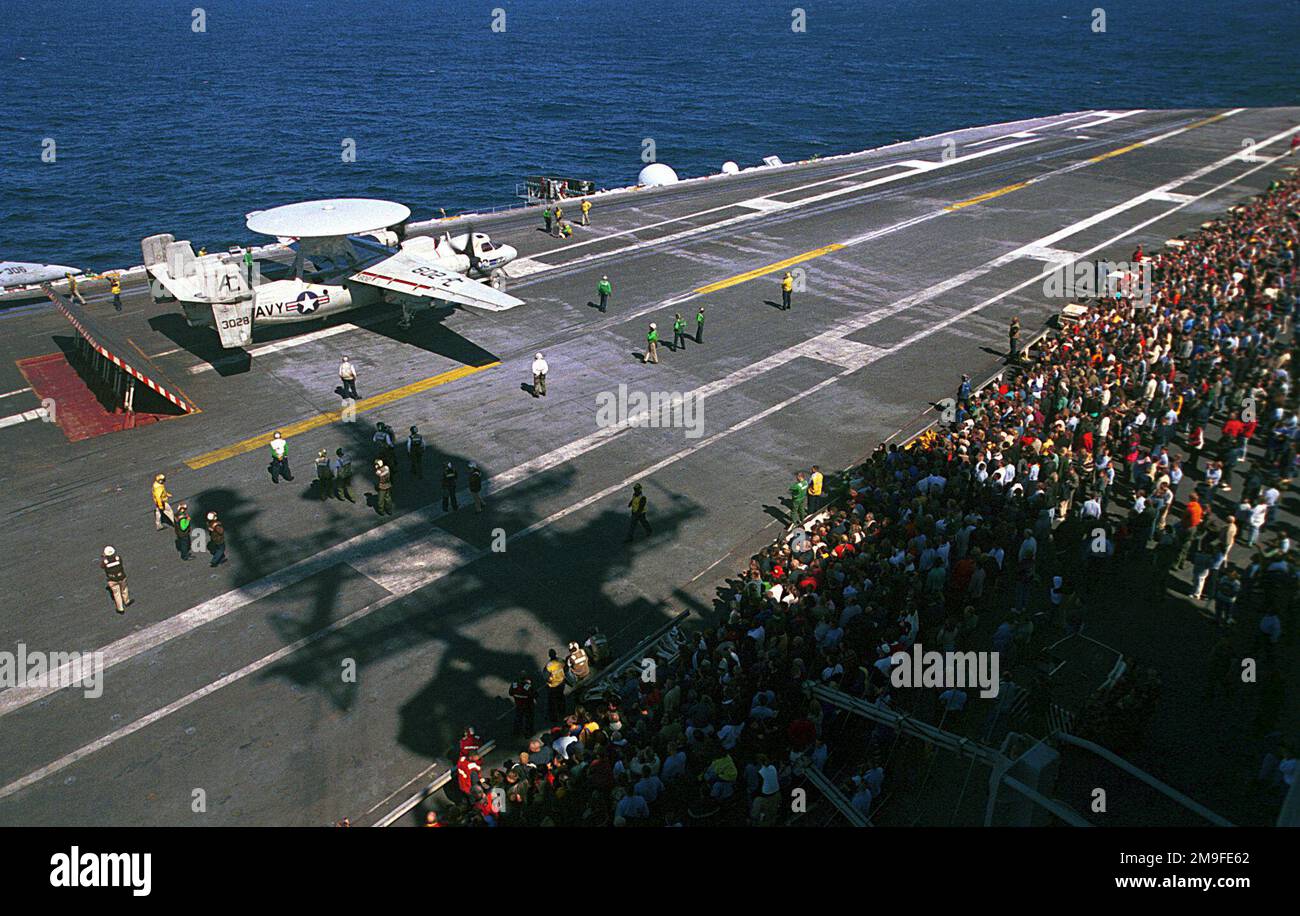 An E-2C Hawkeye aircraft from Carrier Airborne Early Warning One Two ...