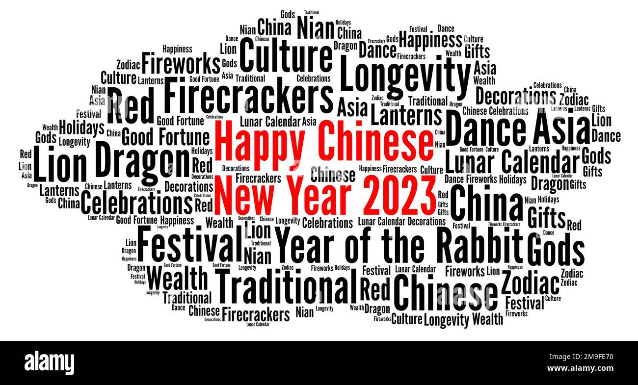 Happy Chinese New Year 2023 word cloud Stock Photo - Alamy
