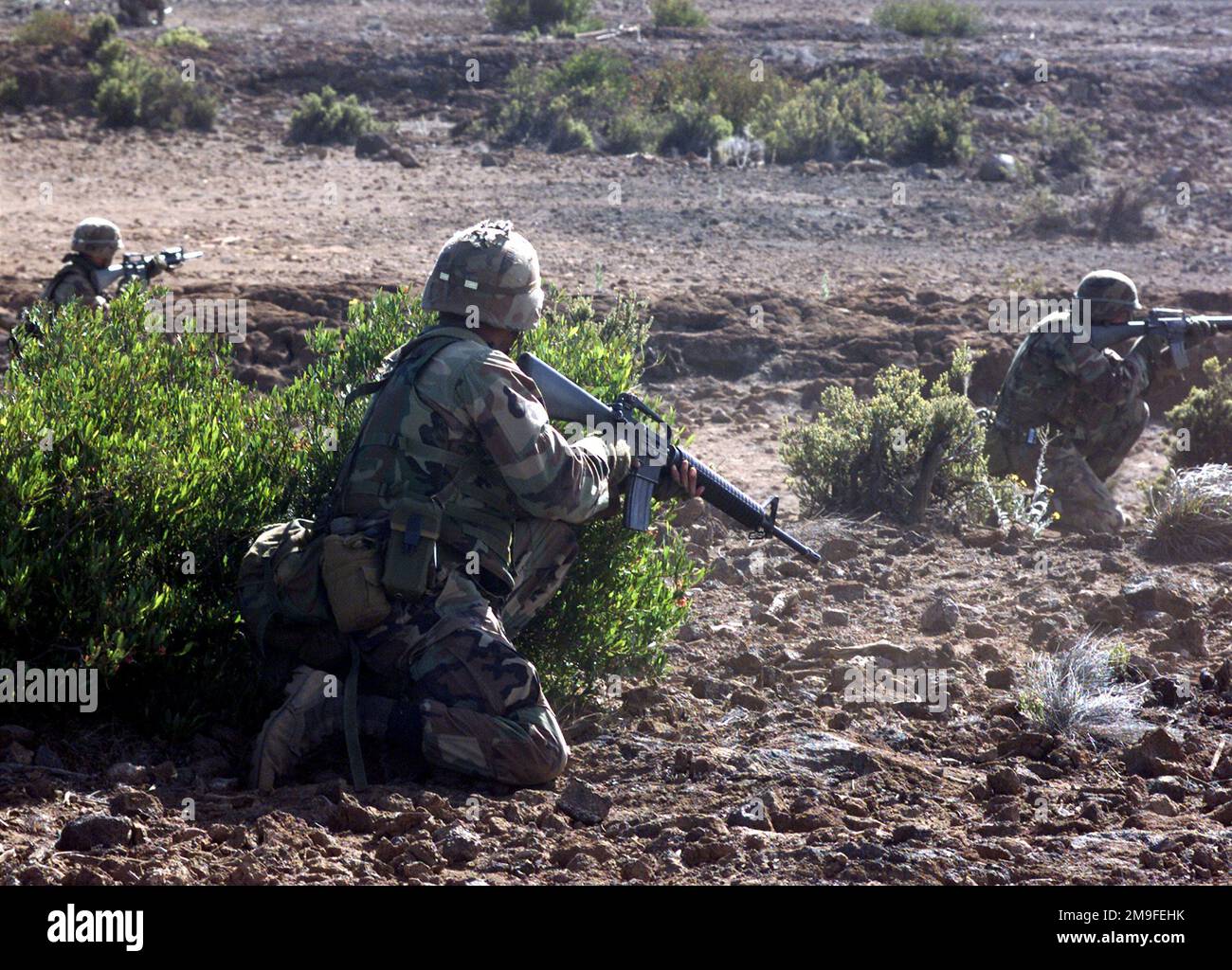 2nd Battalion, 3rd Marines, Echo Company, armed with M16 rifles, run ...
