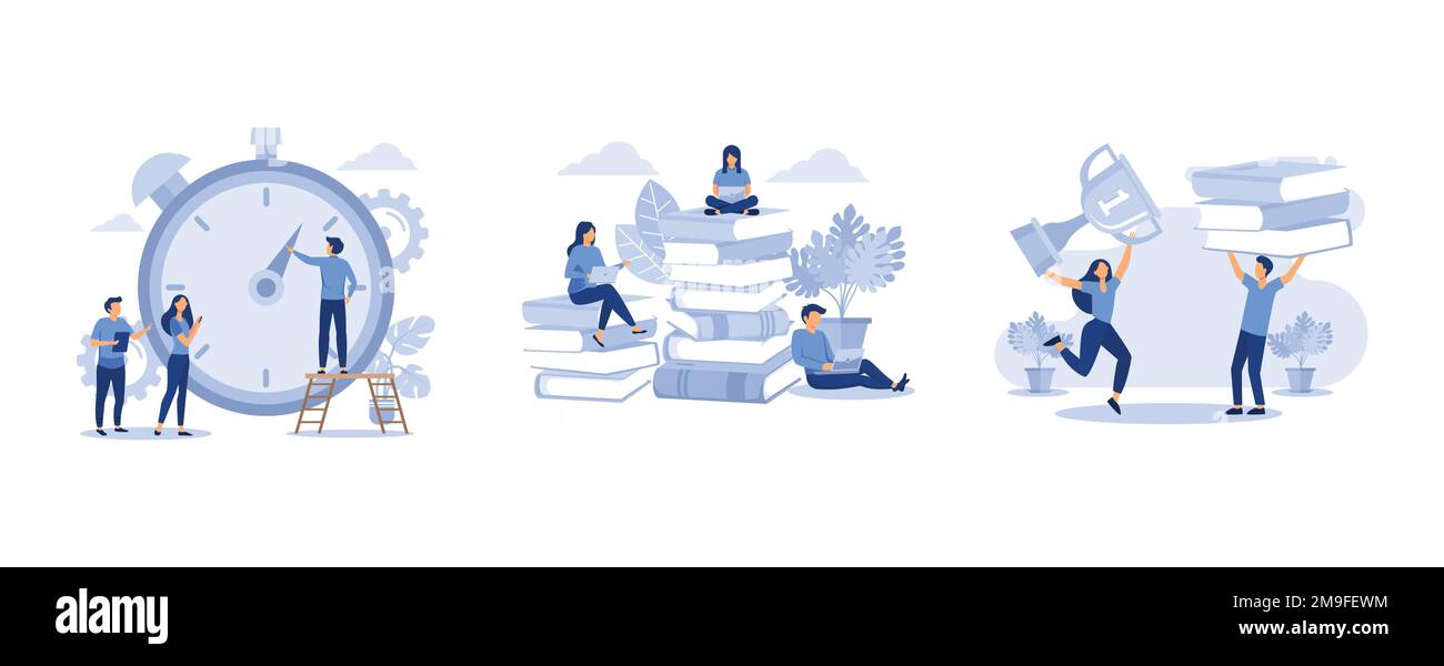 time management concept, people learn and gain knowledge, online books ...