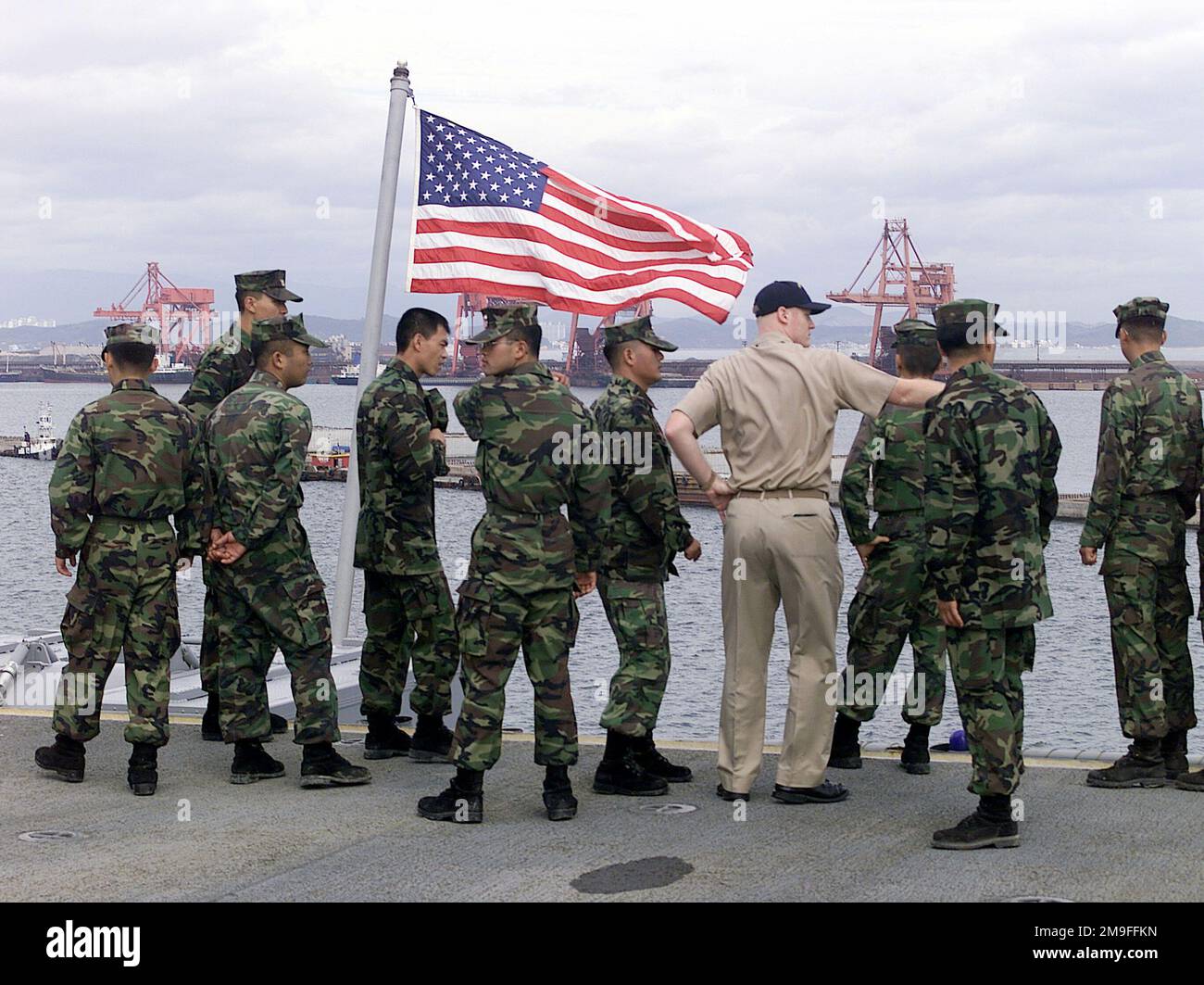 Republic of Korea (ROK) Marines are given a tour of the USS Essex (LHD ...