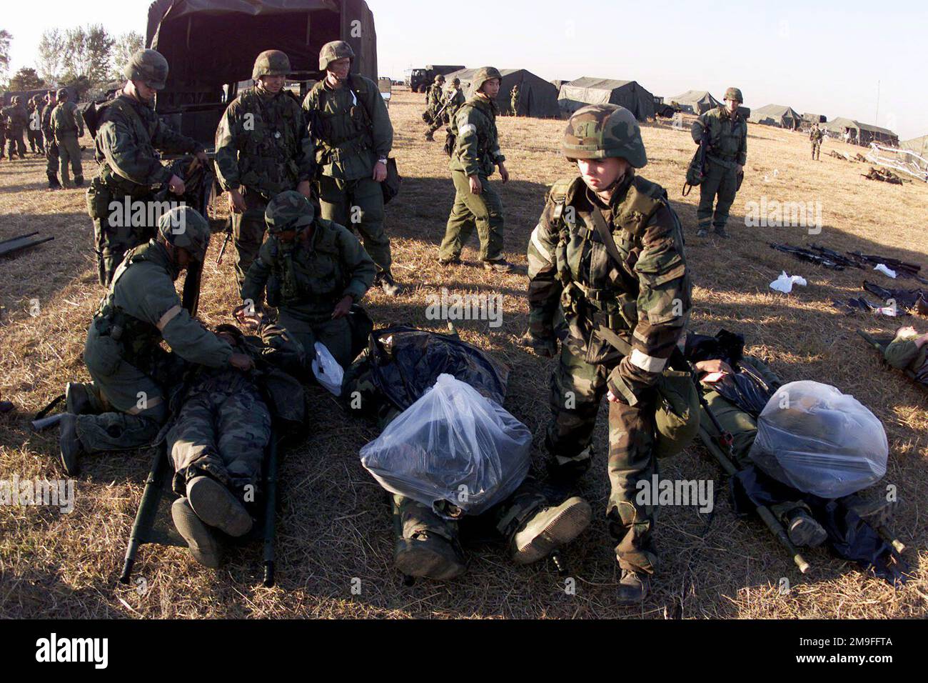 US Army members of the 52nd Medical Evacuation Battalion, Camp ...