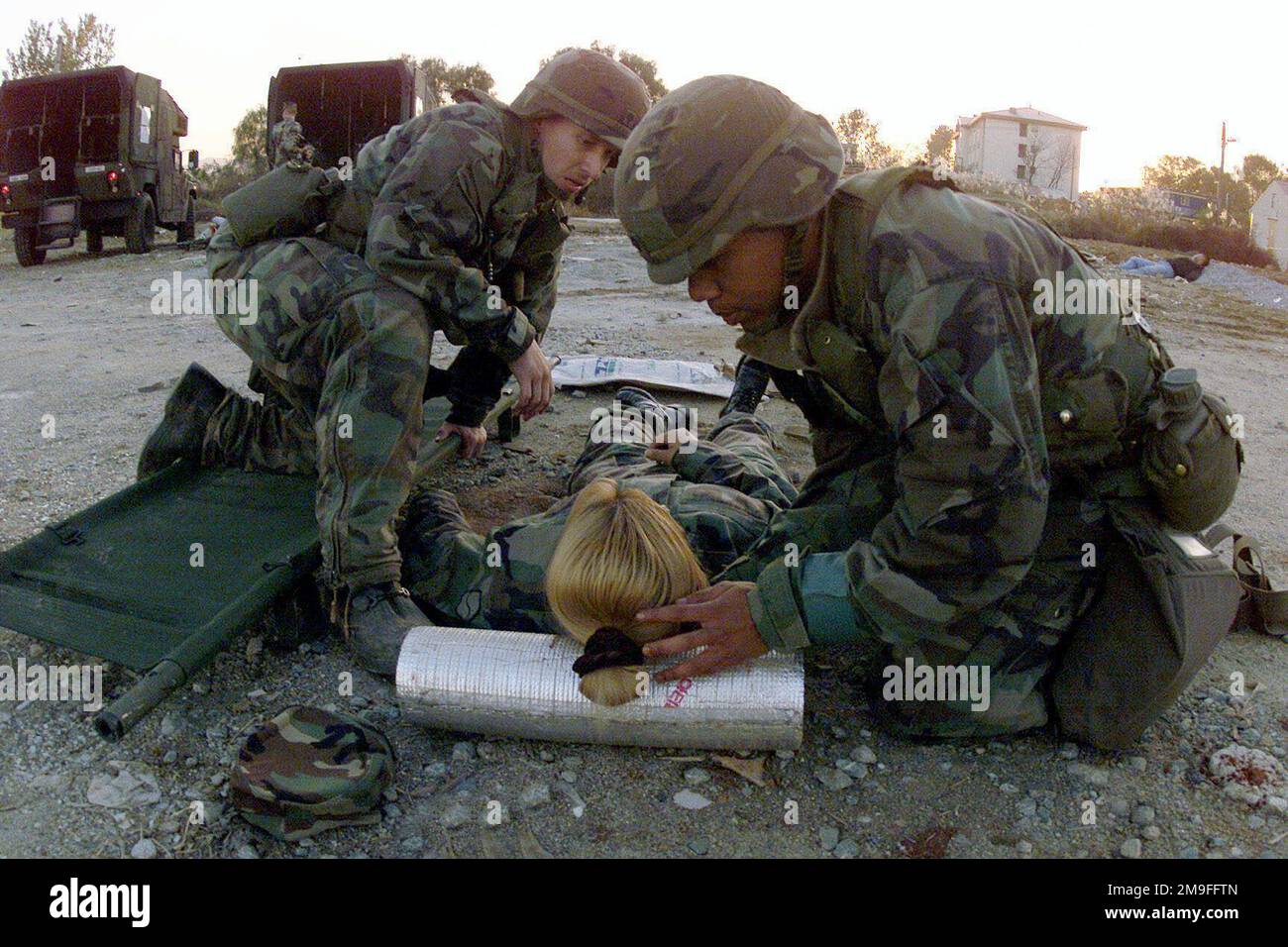US Army members of the 52nd Medical Evacuation Battalion, Camp ...