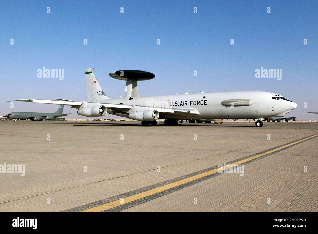 A US Air Force E-3 Airborne Warning and Control System (AWACS) from the ...